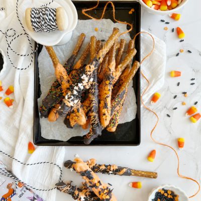 Chocolate Covered Halloween Pretzels - Pinecones and Acorns